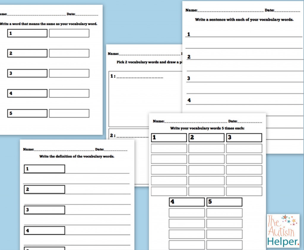 Vocabulary Unit - The Autism Helper