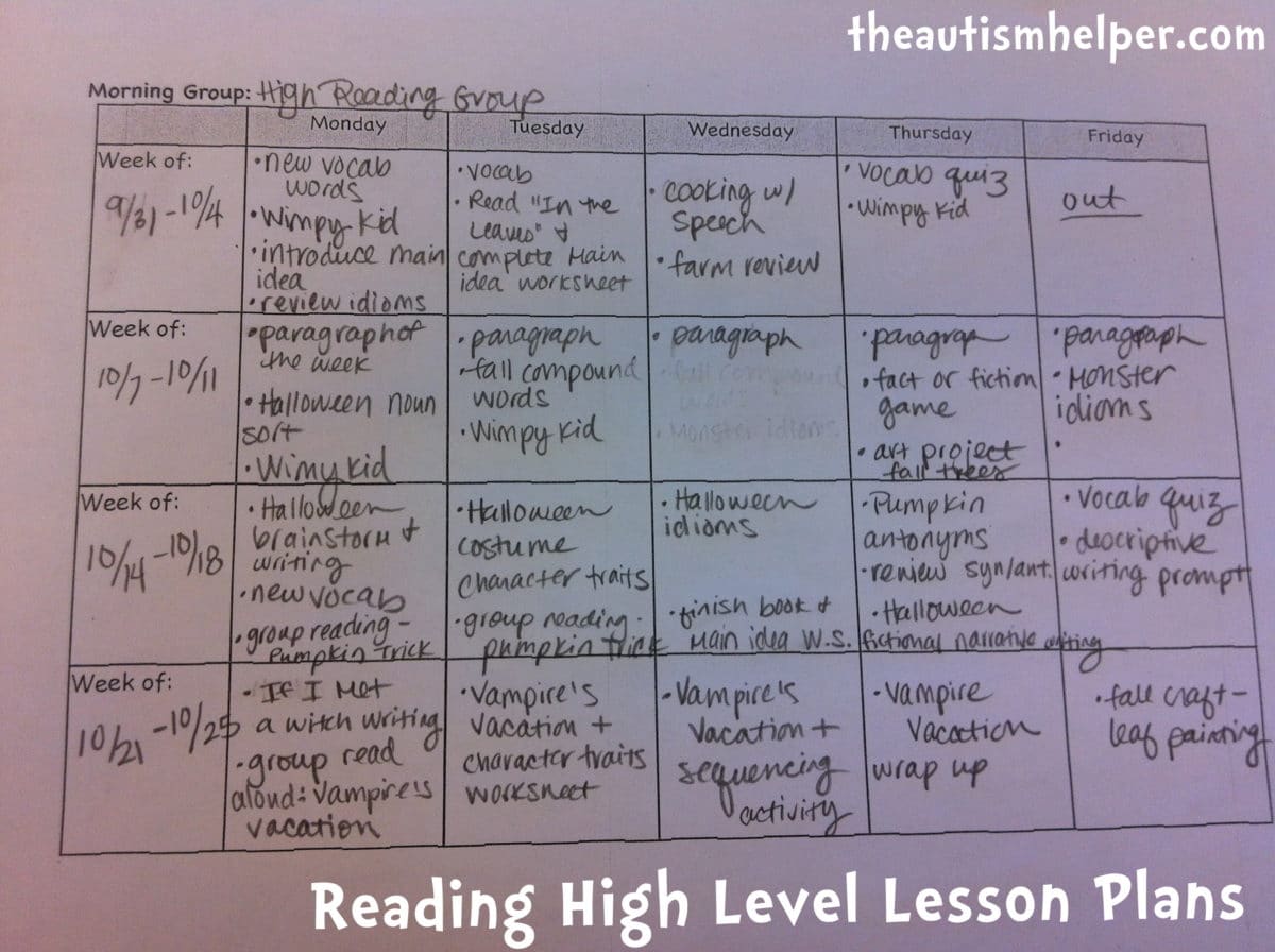 October Reading and Math Lesson Plans - The Autism Helper