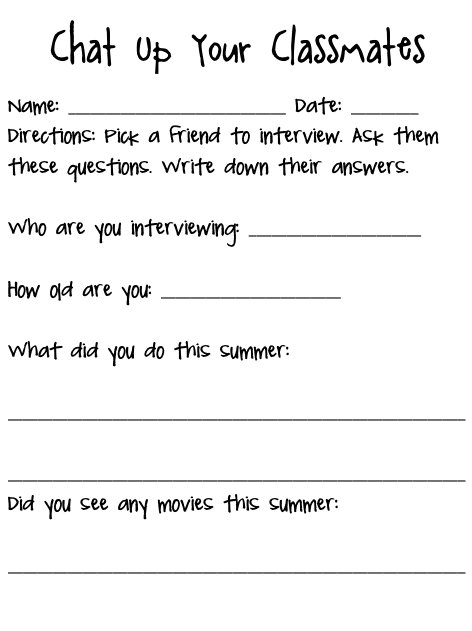 Chat Up Your Classmate {a social skills activity} - The Autism Helper