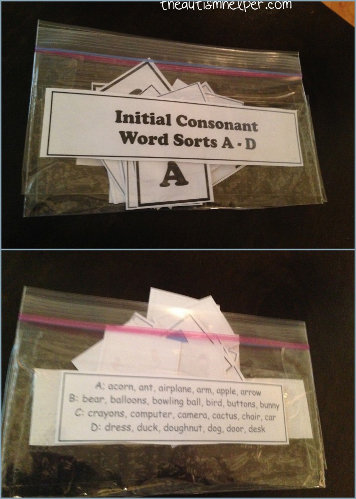 Initial Consonant Word Sorts - The Autism Helper