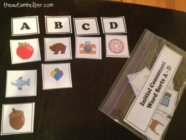 Initial Consonant Word Sorts - The Autism Helper