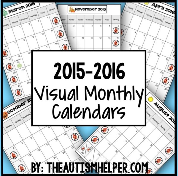 Visual Monthly Calendars - The Autism Helper