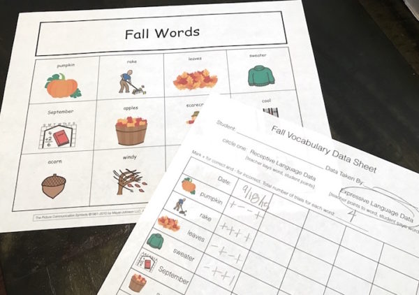 Fall Vocabulary Unit - The Autism Helper