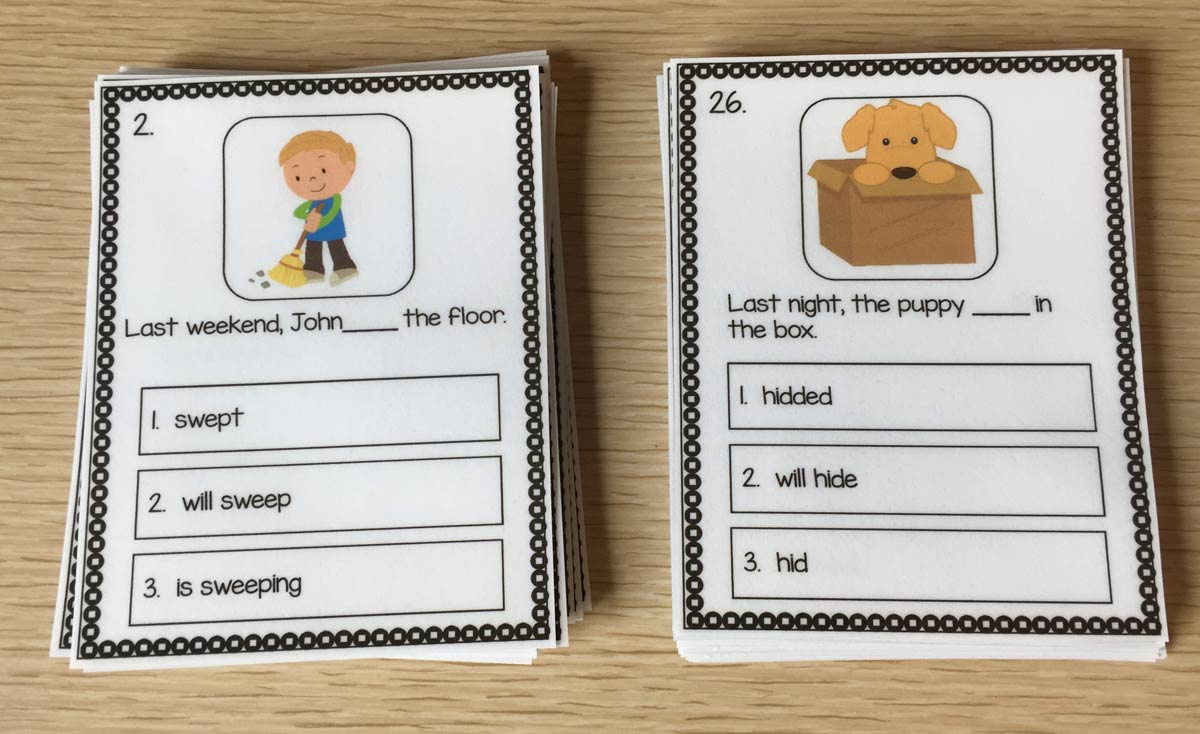 How to Use Task Cards When Teaching Grammar - The Autism Helper