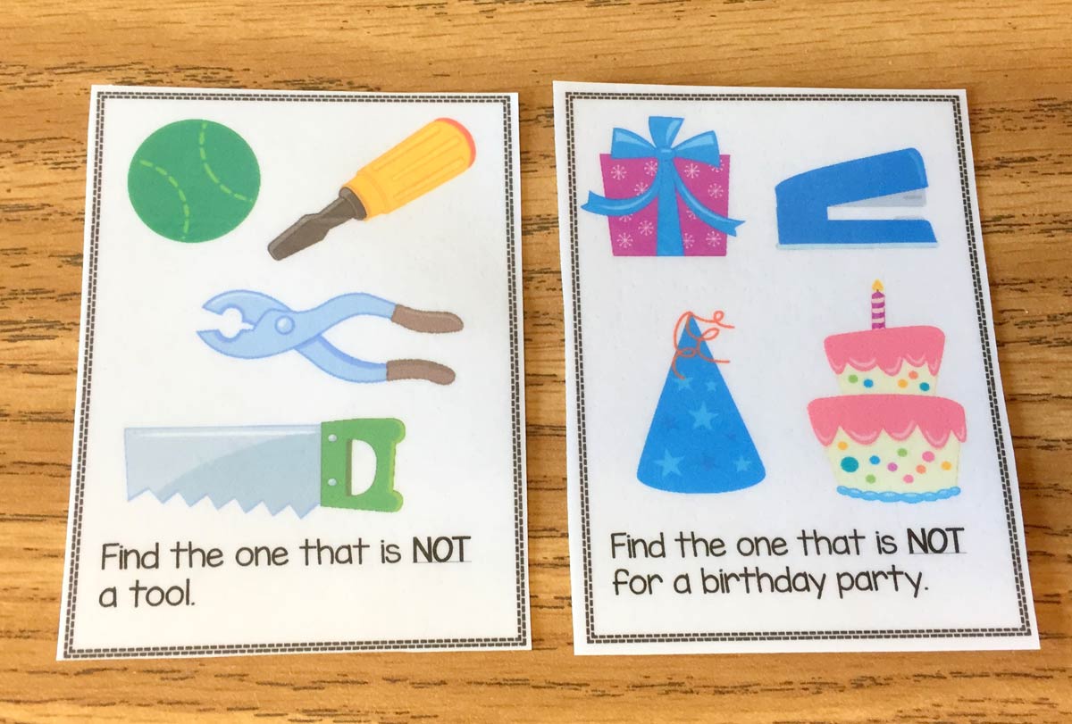Non-Example Task Cards! - The Autism Helper
