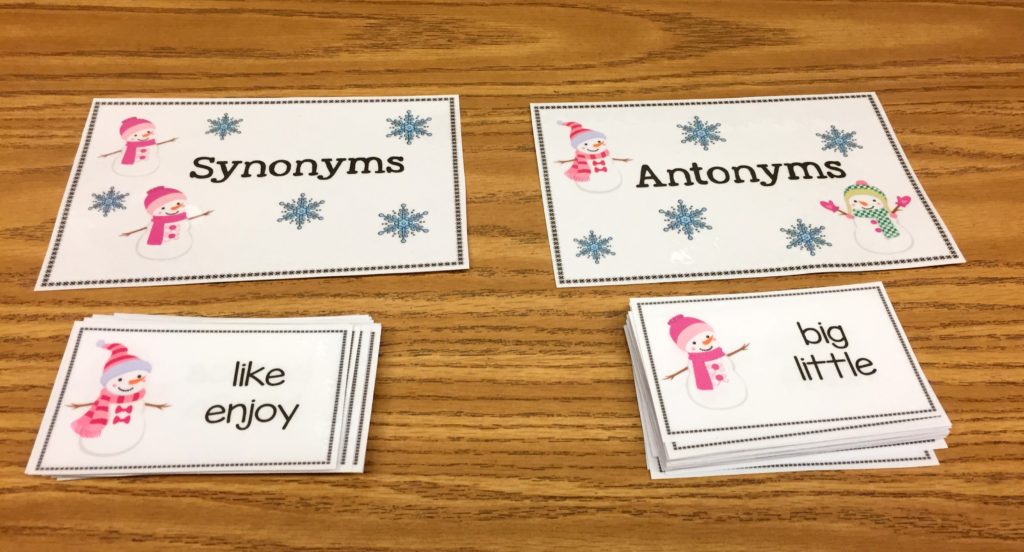 Free Snowman Synonyms and Antonym Sort! - The Autism Helper
