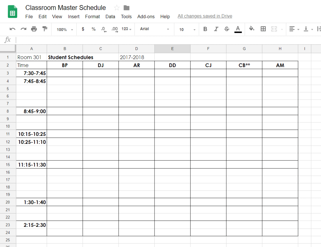 Focus on Five: Creating a Classroom {Master} Schedule - The Autism Helper