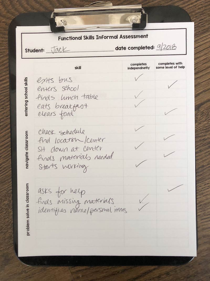 Functional Skills Informal Assessment (free download) - The Autism Helper