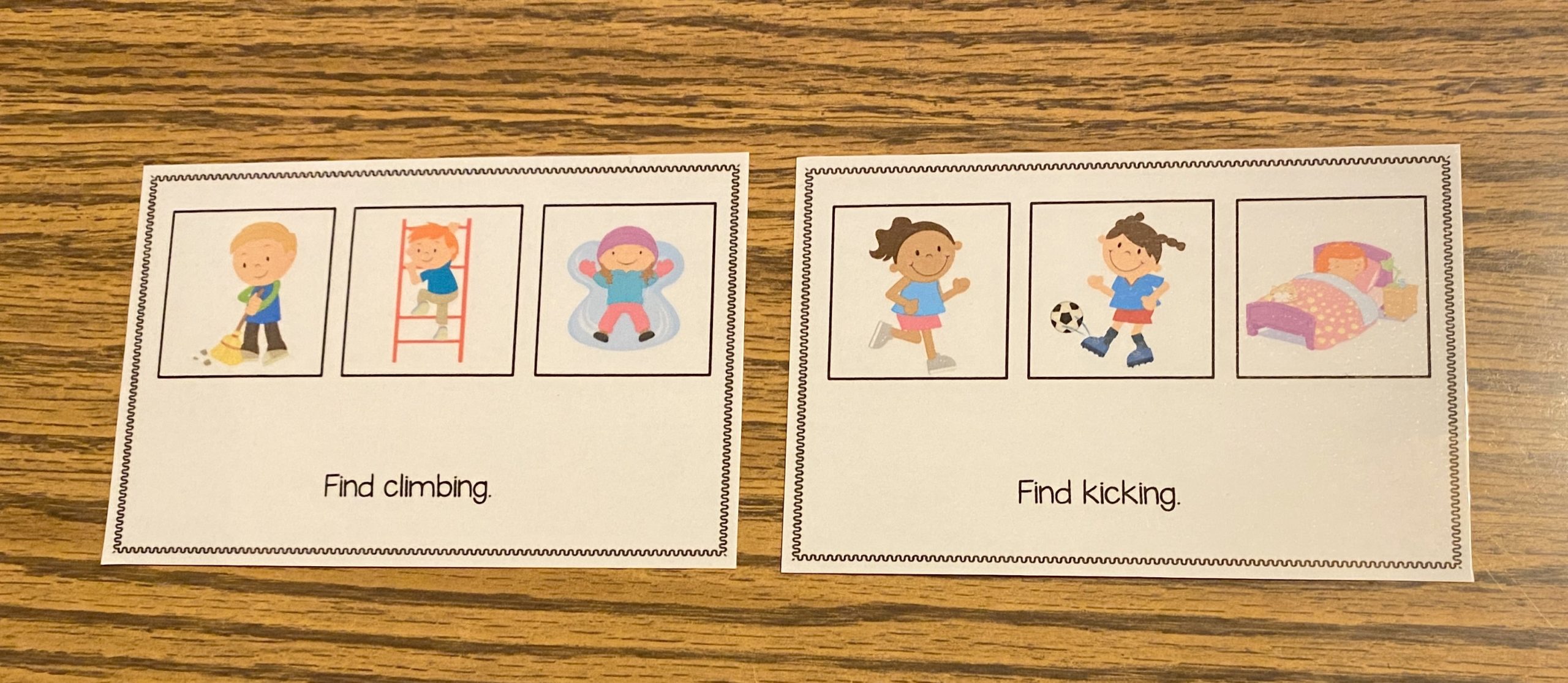 Receptive Present Progressive Verb Task Cards - The Autism Helper